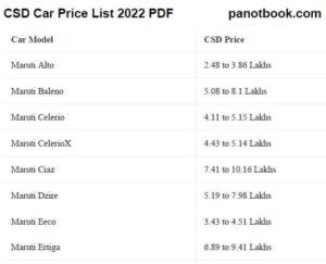 [PDF] CSD All Car Latest Price List 2023 PDF - Panot Book