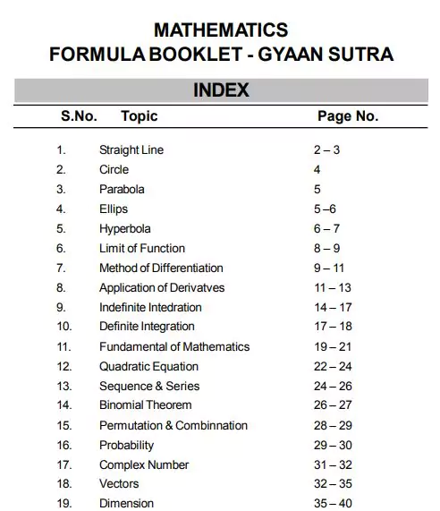  PDF 11 Maths Formula For Class 11 PDF Panot Book