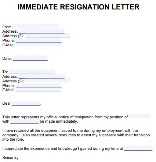  PDF Immediate Letter Of Resignation PDF Panot Book