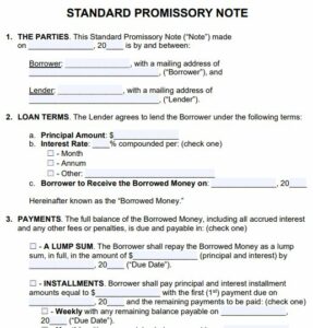 [PDF] Standard Promissory Note Templates PDF - Panot Book